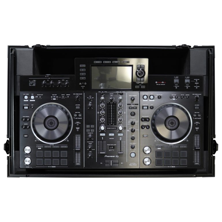 Black Pioneer XDJ-RX / XDJ-RX2 Flight Case with 2U Rack Space and Glide ...